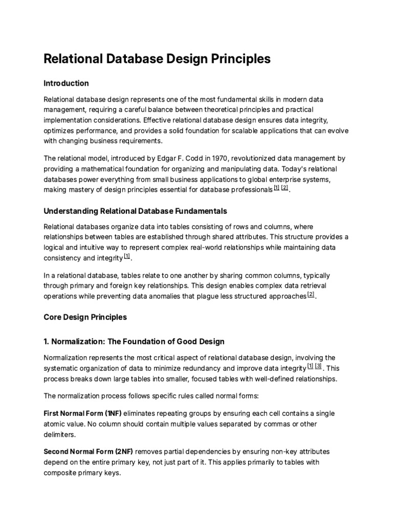 Relational Database Design Principles | PDF | Databases | Relational Database