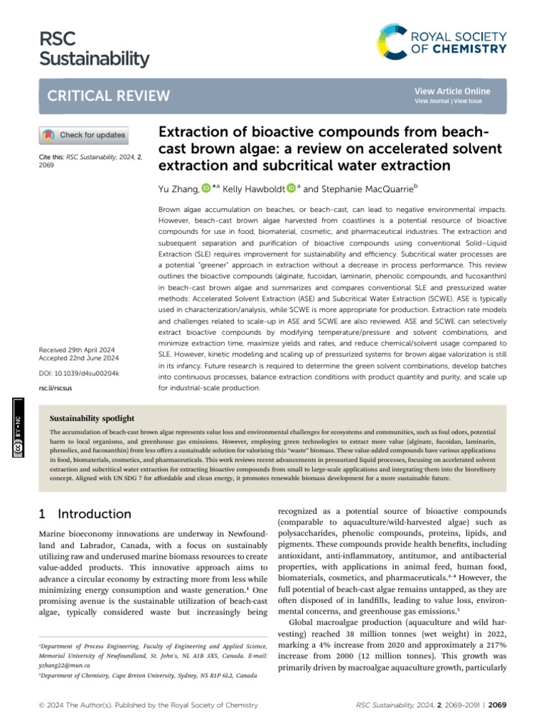 Extraction of Bioactive Compounds From Beach-cast Brown Algae (2024 ...