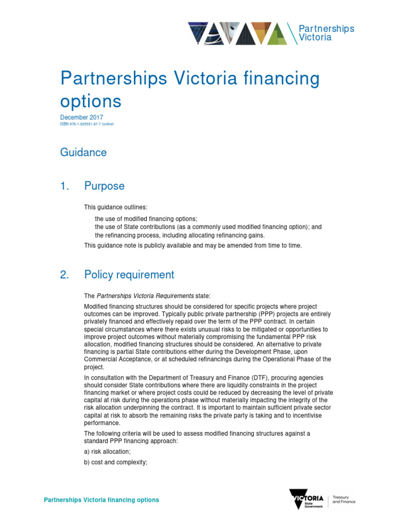 Partnerships Victoria Financing Options Guide | PDF | Public–Private ...