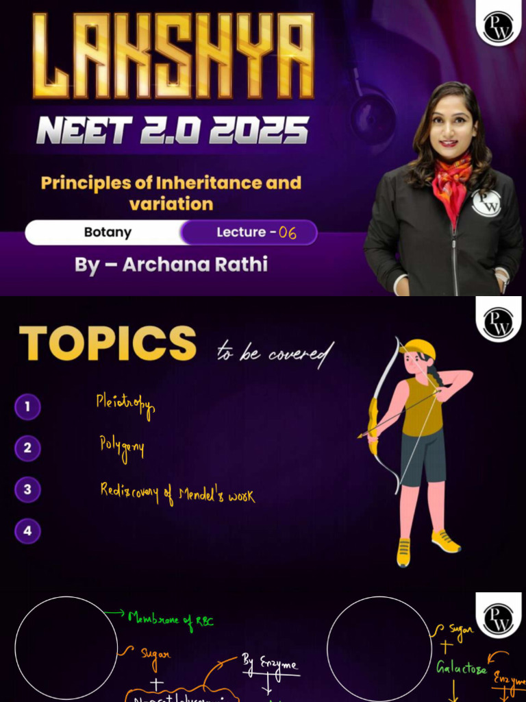 Principle of Inheritance and Variation 06 - Classnotes - Lakshya NEET 2 ...