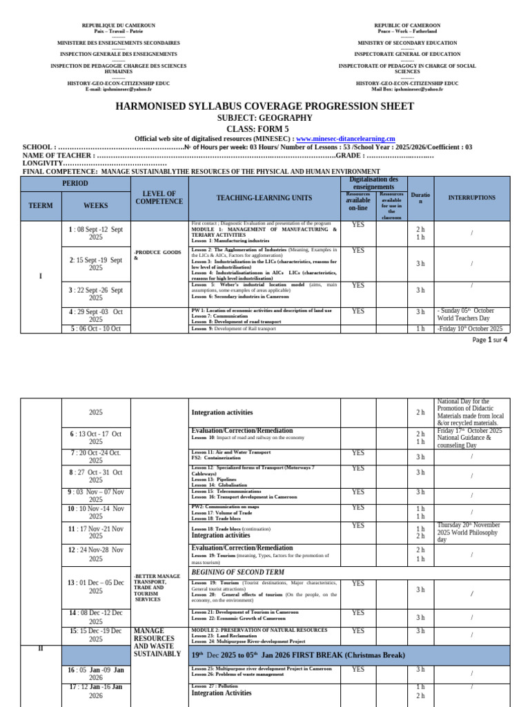 Geo Progression Sheet f5 | PDF | Tourism | Natural Environment
