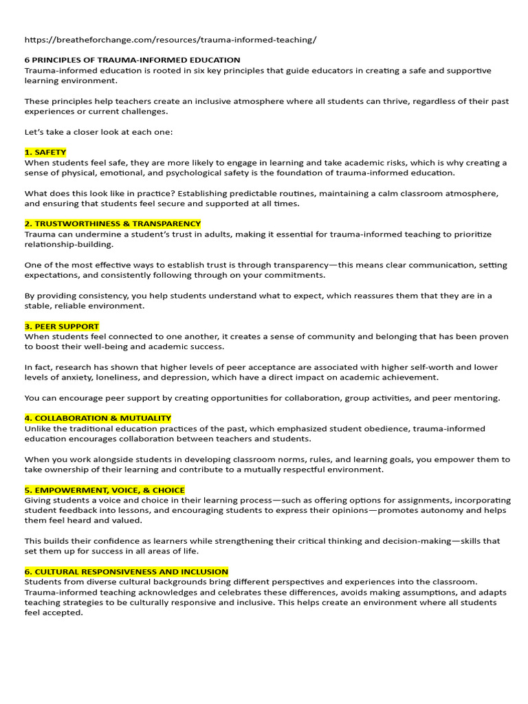 Trauma Informed Education | PDF | Cognition | Behavioural Sciences