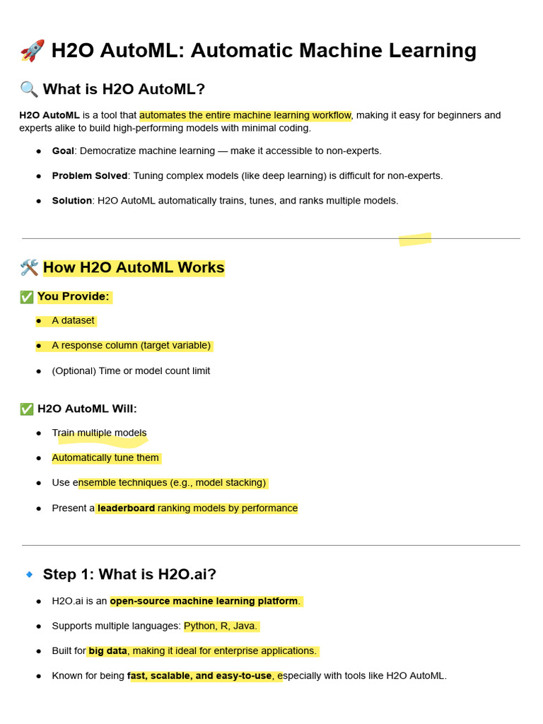 ? H2O AutoML - Automatic Machine Learning | PDF | Cross Validation (Statistics) | Machine Learning