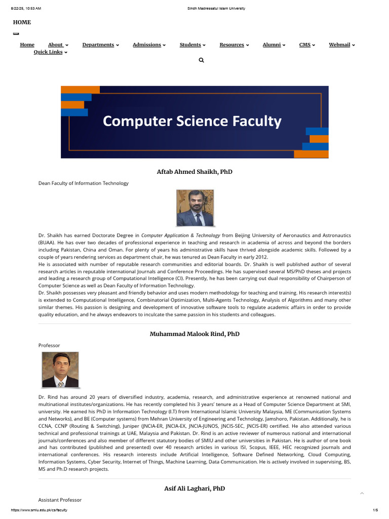Computer Science Faculty at SMIU | PDF | Wireless Ad Hoc Network ...