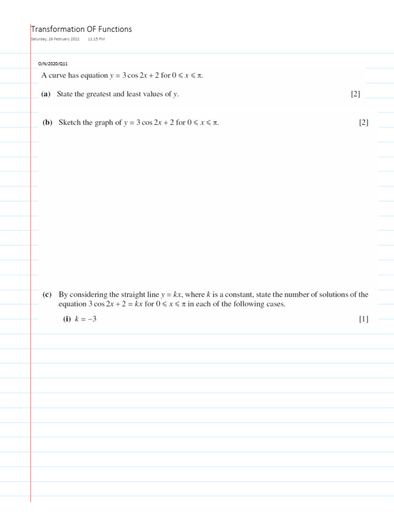 Transformation of Function Worksheet | PDF