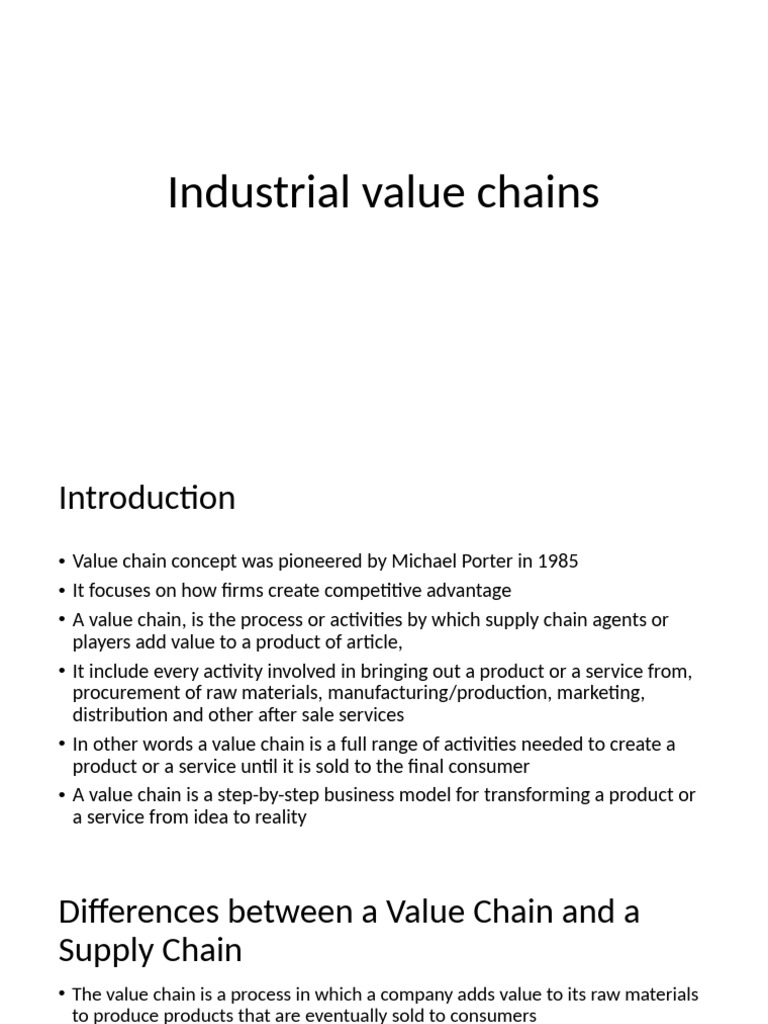 Understanding Industrial Value Chains | PDF | Value Chain | Supply Chain