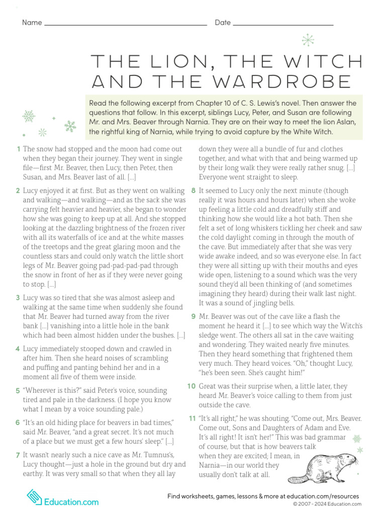 Figurative Language in Narnia Excerpt | PDF | The Chronicles Of Narnia ...