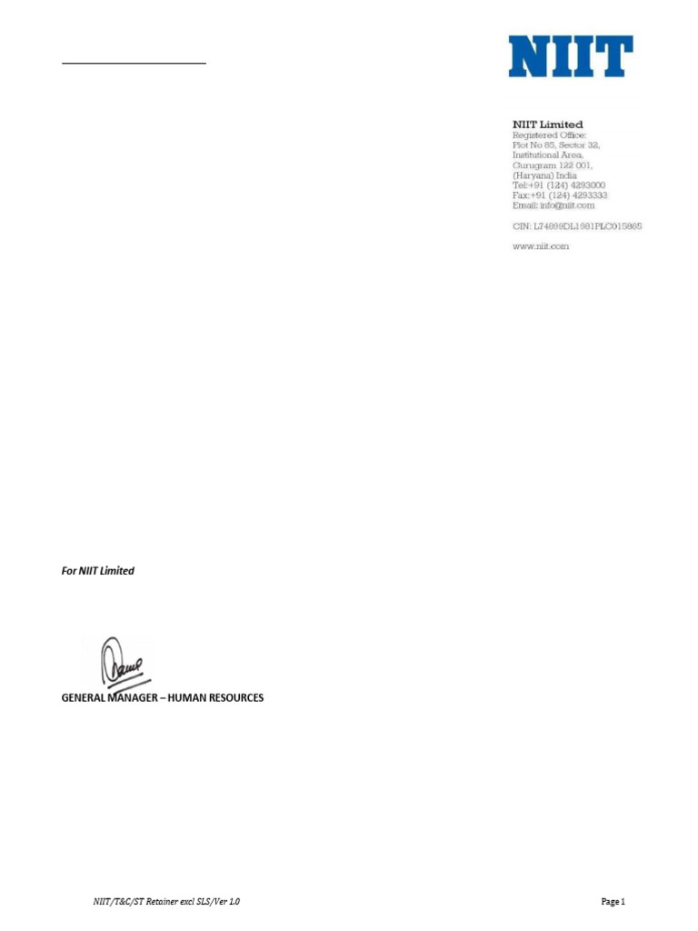 NIIT Employment Certification for Sachin Ray | PDF