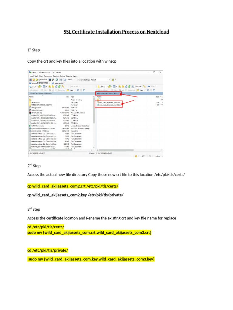 SSL Certificate Installation Process On Nextcloud | PDF