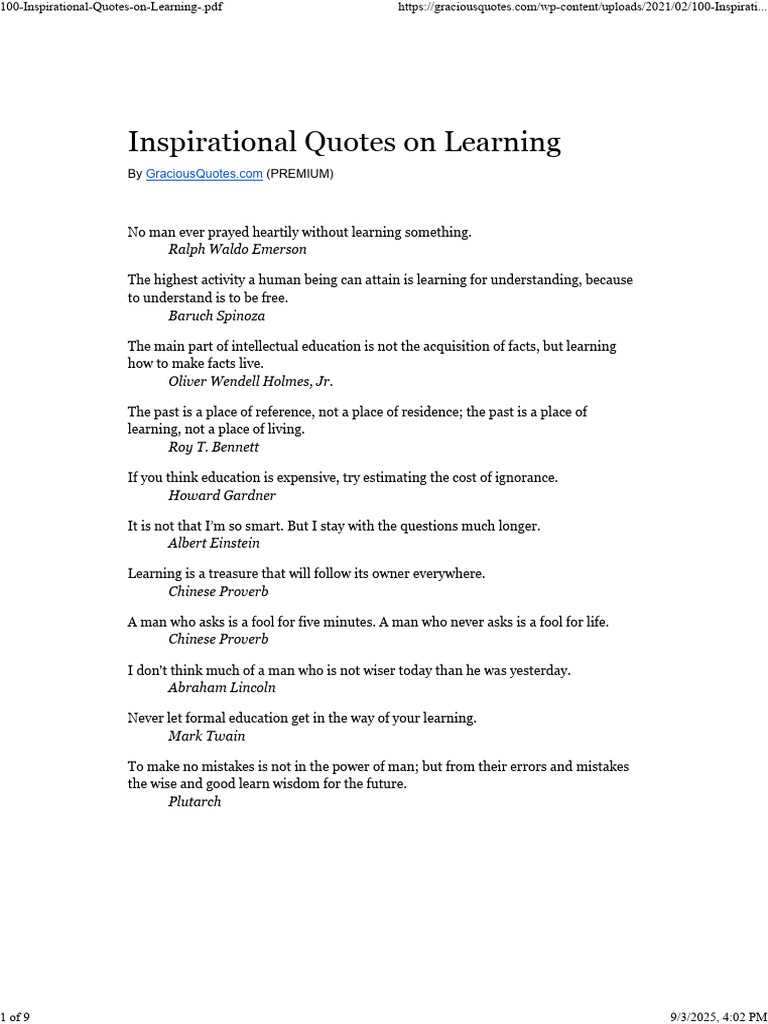 Inspirational Quotes on Learning | PDF
