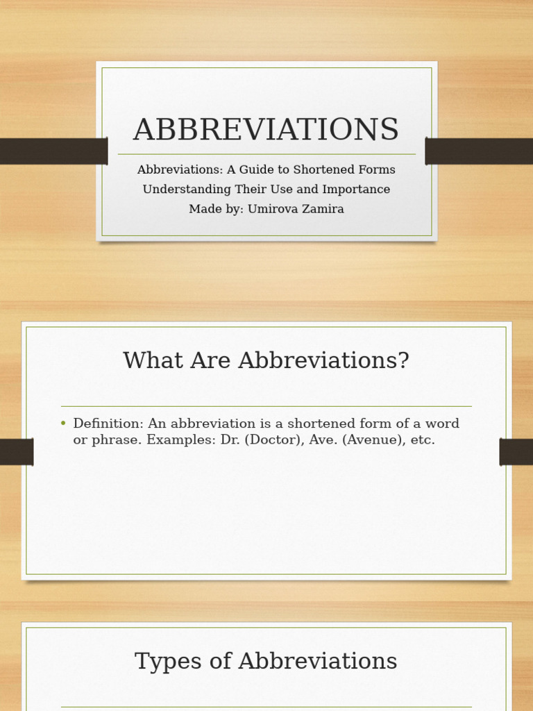 Abbreviations 9 Lesson | PDF | Acronym | Lexical Semantics