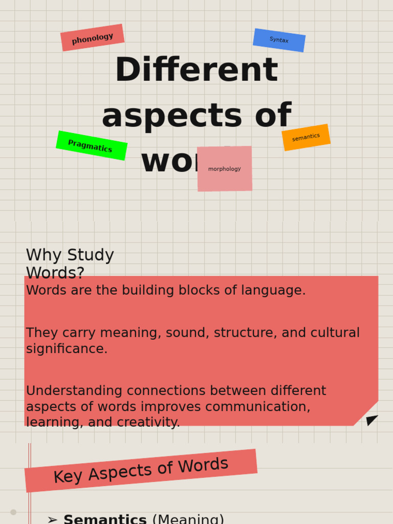 Key Aspects of Word Study in Linguistics | PDF | Word | Semantics
