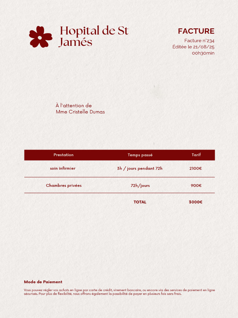Deuxième Facture Frais Hospitalisation | PDF