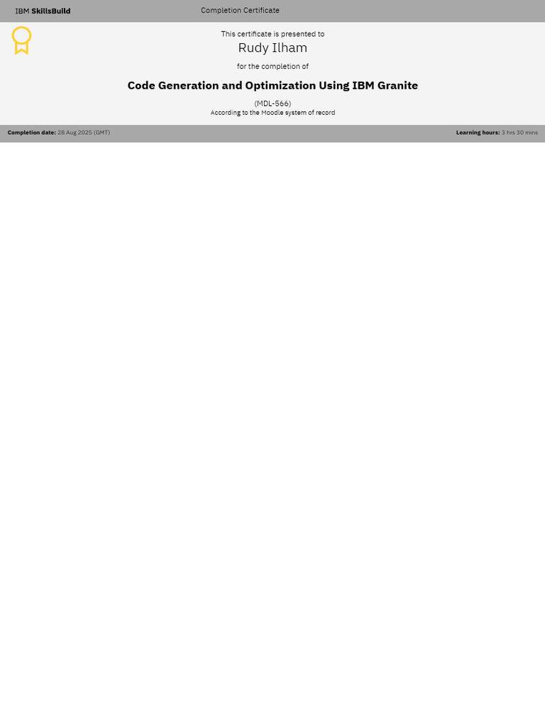 Completion Certificate for Code Generation | PDF