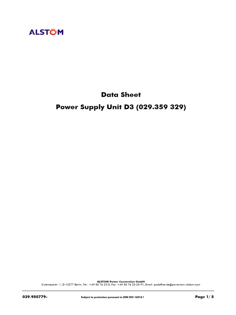 Power Supply Unit D3 Data Sheet | PDF | Relay | Power Supply