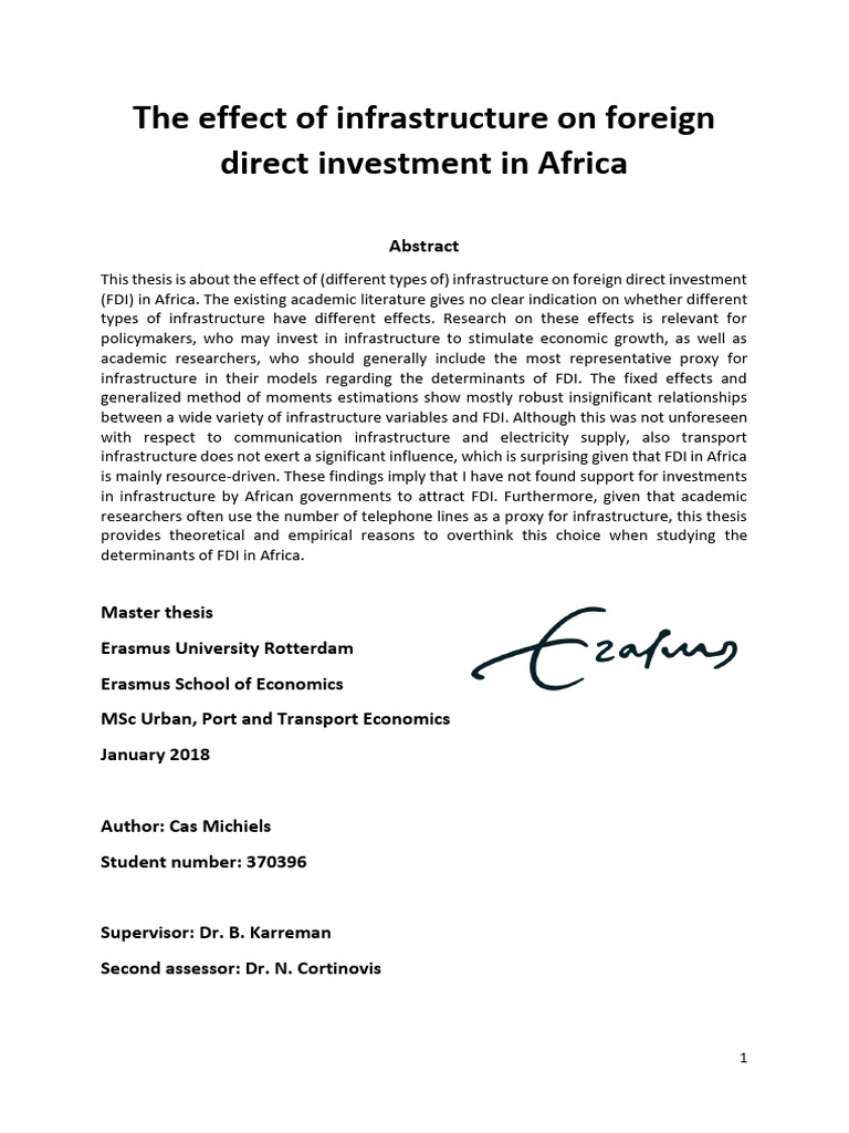 Michiels CF 370396 MA Thesis | PDF | Foreign Direct Investment | Infrastructure