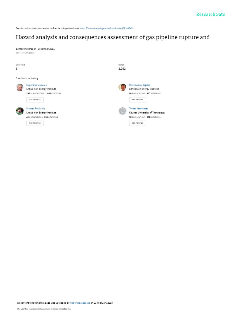 Hazard analysis and consequences assessment of gas pipeline rupture and | PDF | Combustion | Gases