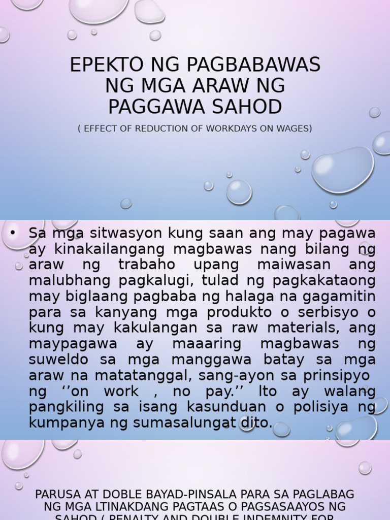 Epekto NG Pagbabawas NG Mga Araw NG Paggawa | PDF