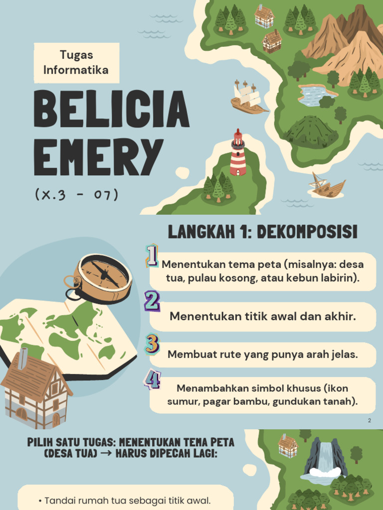 Presentasi Pendidikan Membaca Peta Digambar Tangan Biru Hijau Cokelat ...