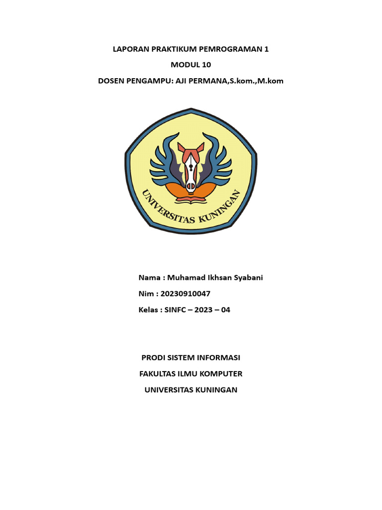 Laporan Praktikum Pemrograman 1 Modul10 m Ikhsan | PDF