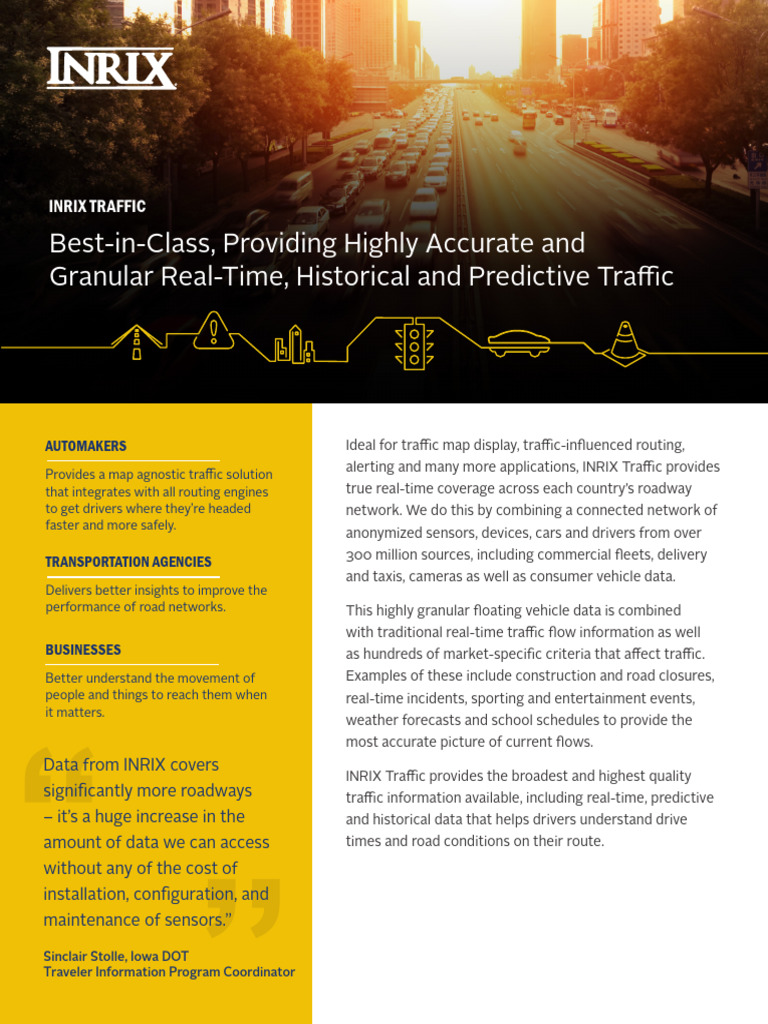INRIX Traffic Brochure | PDF | Traffic | Road