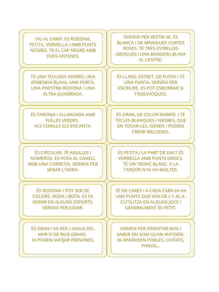 Tarjetas Lince Texto | PDF