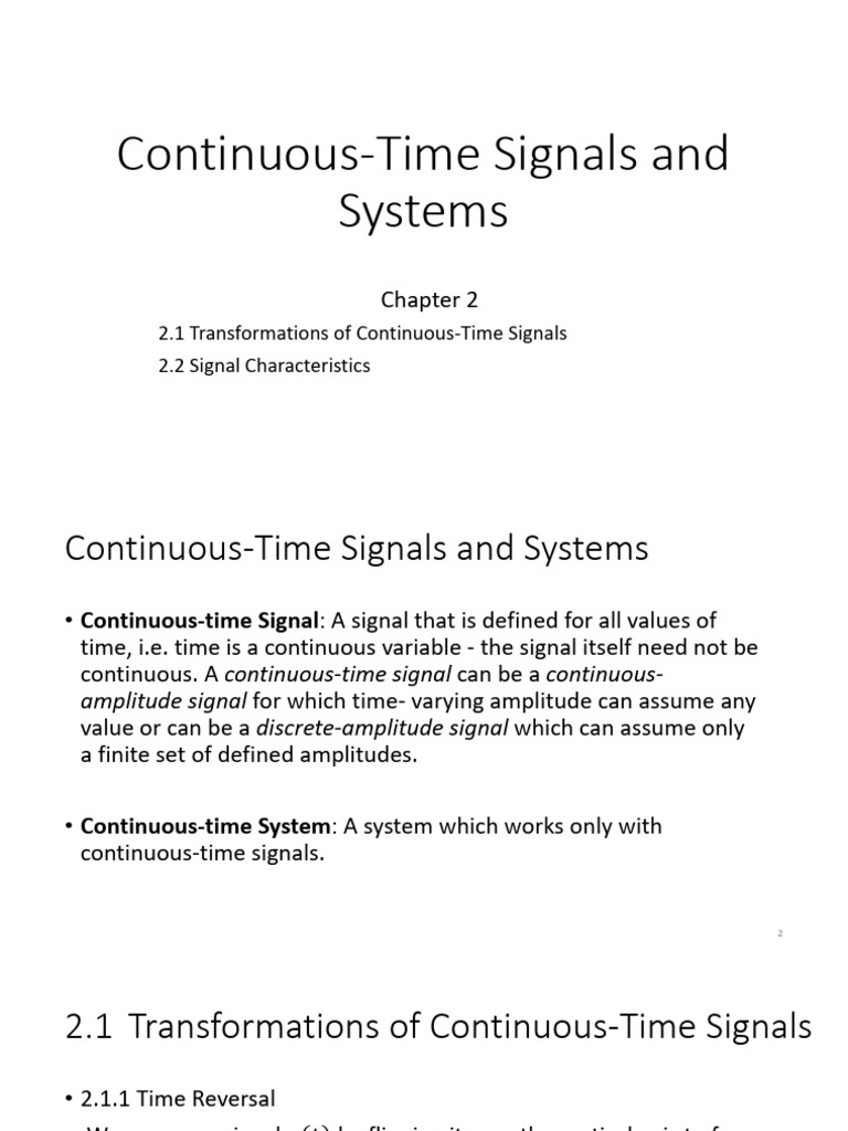 Continuous-Time Signal Transformations | PDF | Discrete Time And ...