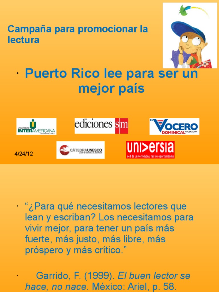 Promoción de la Lectura en Puerto Rico | PDF | Lectura (proceso) | Libros