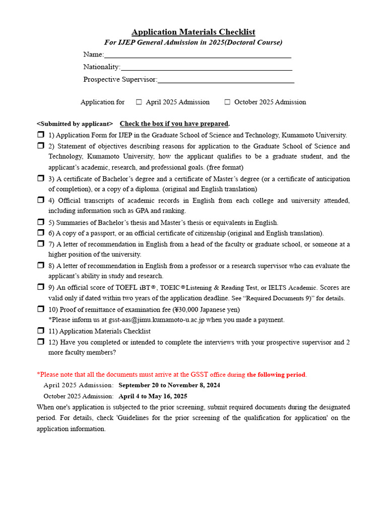 1-5 Checklist Doctor-2025 | PDF | University And College Admission ...