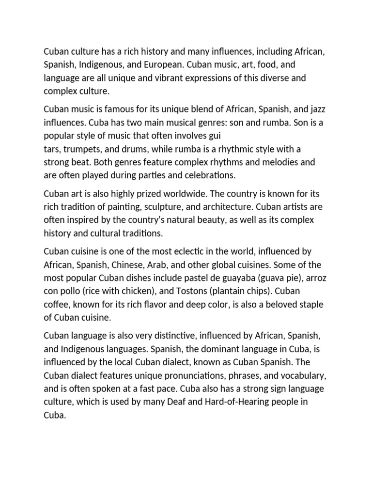 Cuban Culture Has A Rich History and Many Influences | PDF