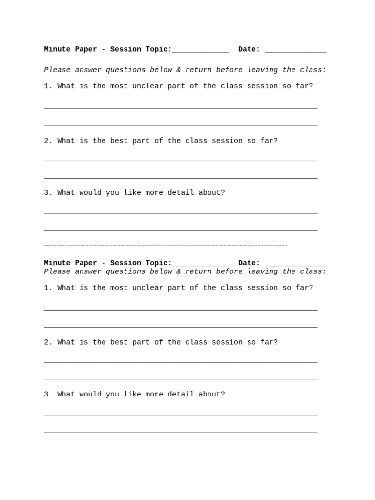 Minute Paper | PDF