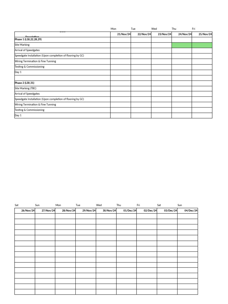 Security - Speedgate Installation Estimated Schedule | PDF