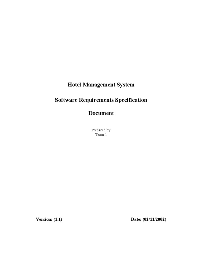Hotel Management System Correct Final SRS | PDF | Point Of Sale ...