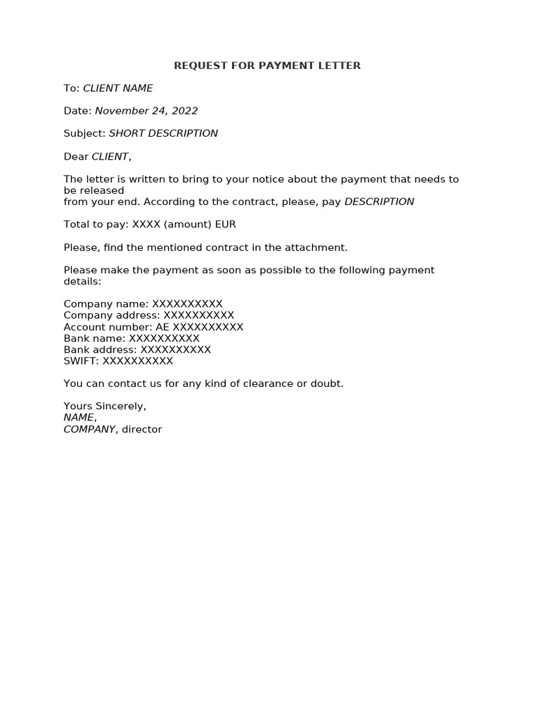 Payment Request Letter Template | PDF