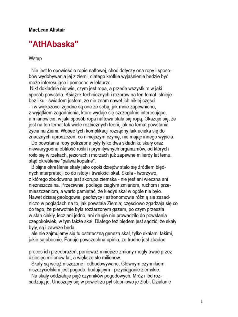 Alistair MacLean - Athabaska (Athabasca), 1980 | PDF