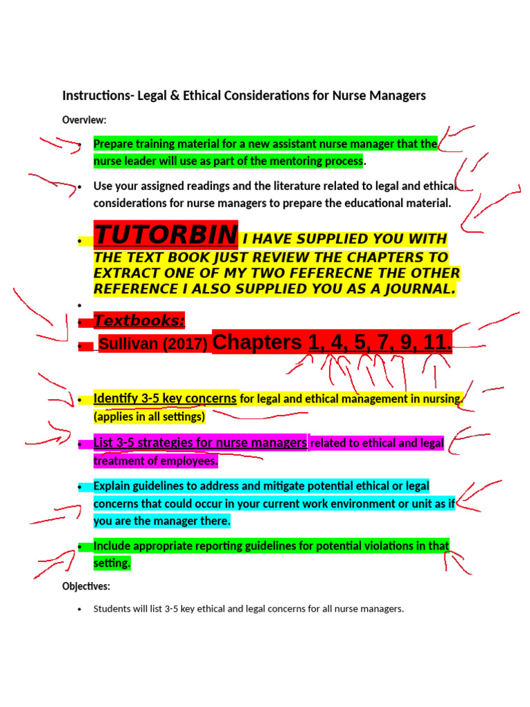 Assignmnet Instruction For Legal Ethical Considerations For Nurse ...