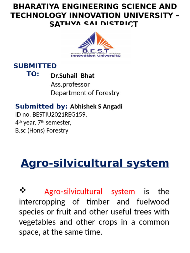 Overview of Agro-Silvicultural Systems | PDF