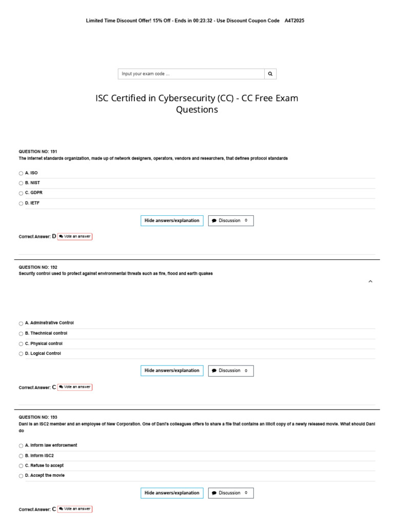 ISC2 Cybersecurity Free Exam Offer 2025 | PDF | Computer Security ...