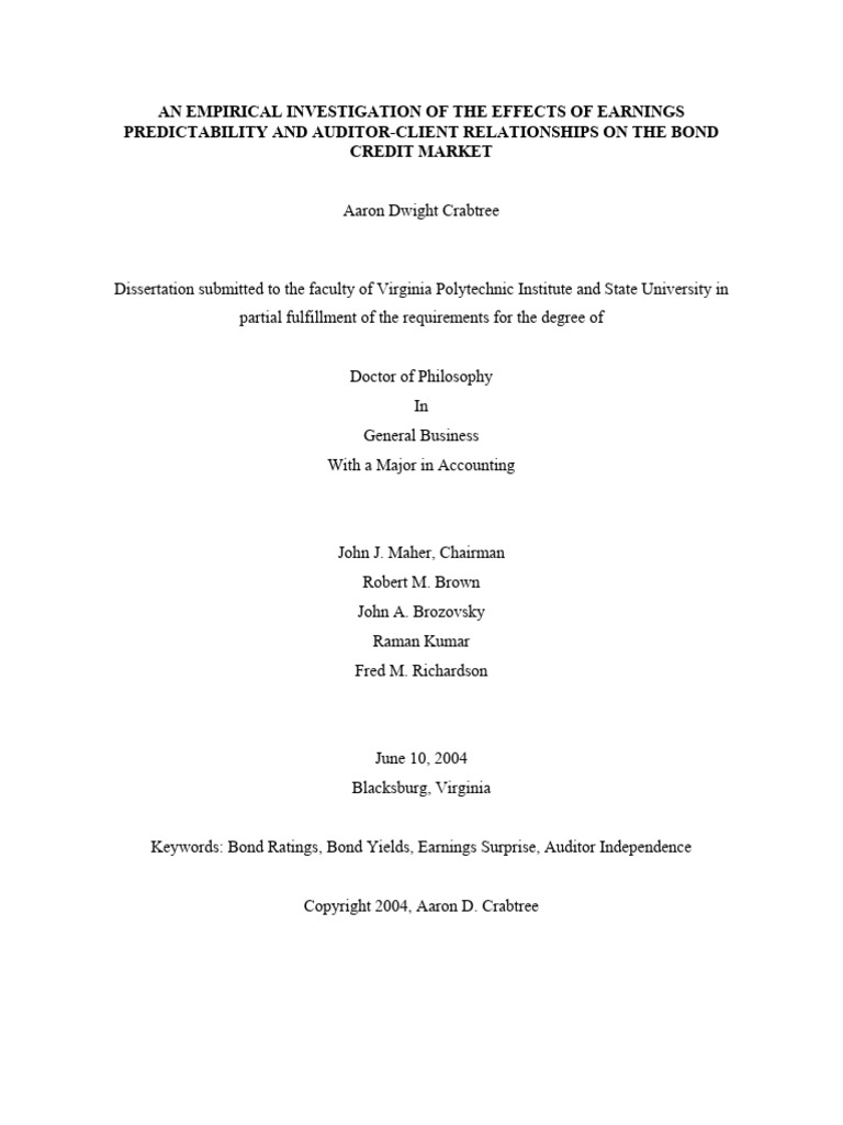 An Empirical Investigation of The Effects of Earni | PDF | Bonds ...