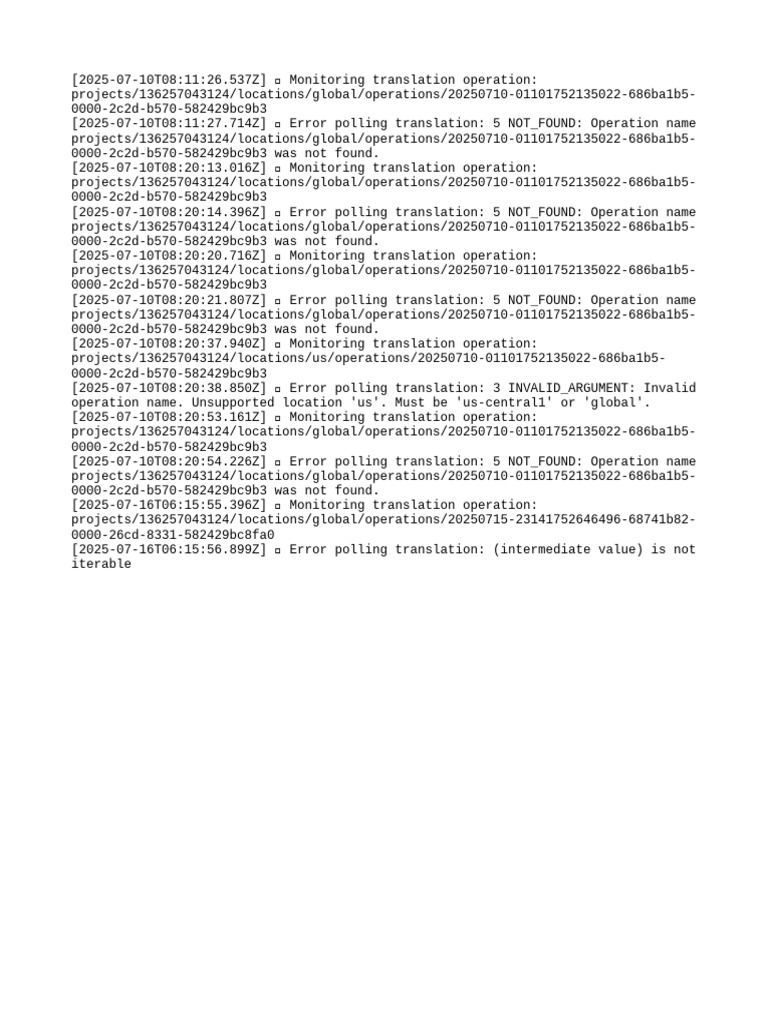 Monitor Translate Log | PDF
