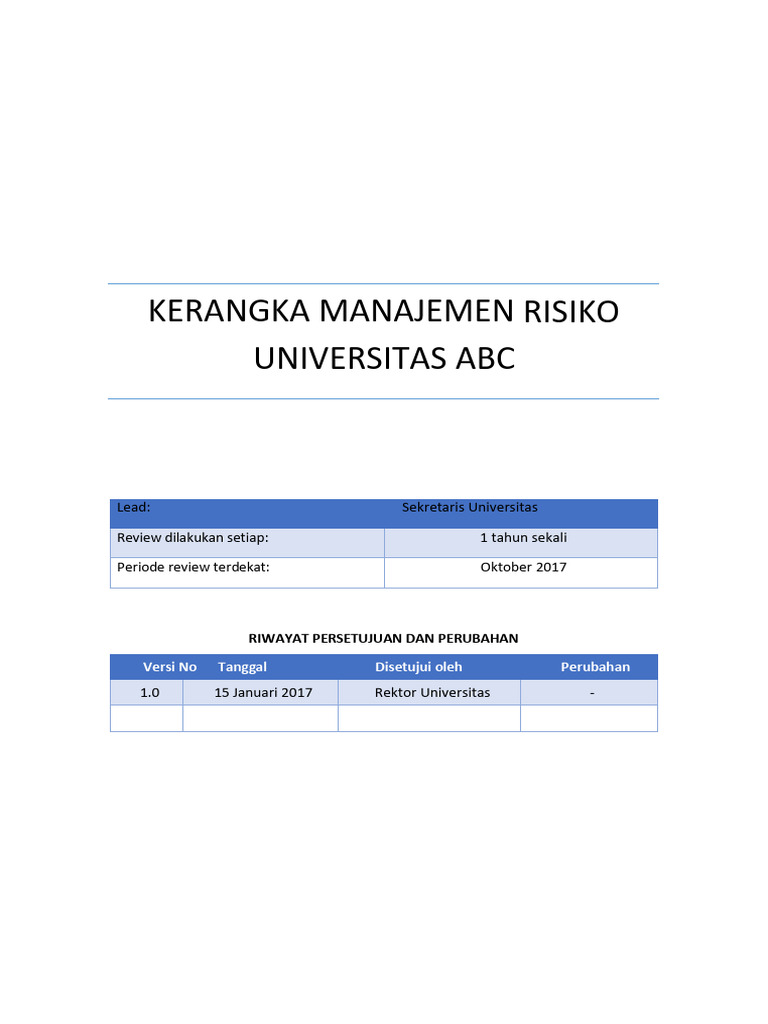 Kerangka Manajemen Risiko Universitas ABC | PDF