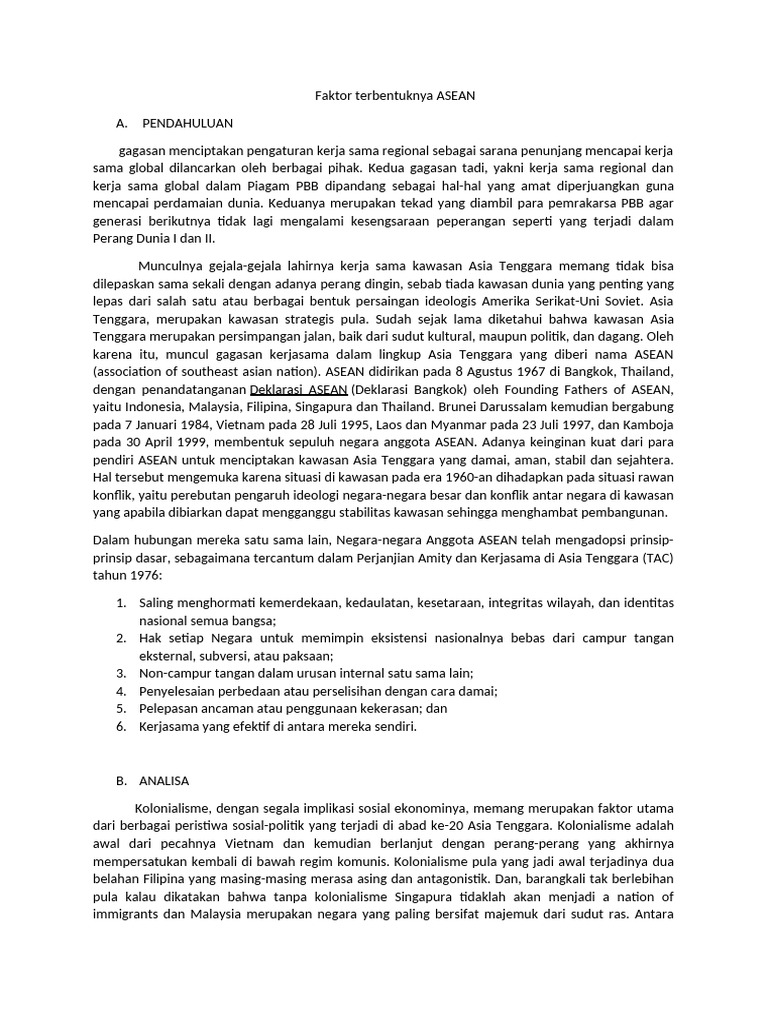 Faktor Pembentukan ASEAN di Asia Tenggara | PDF