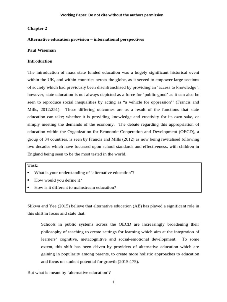 Understanding Alternative Education Models | PDF | Alternative ...