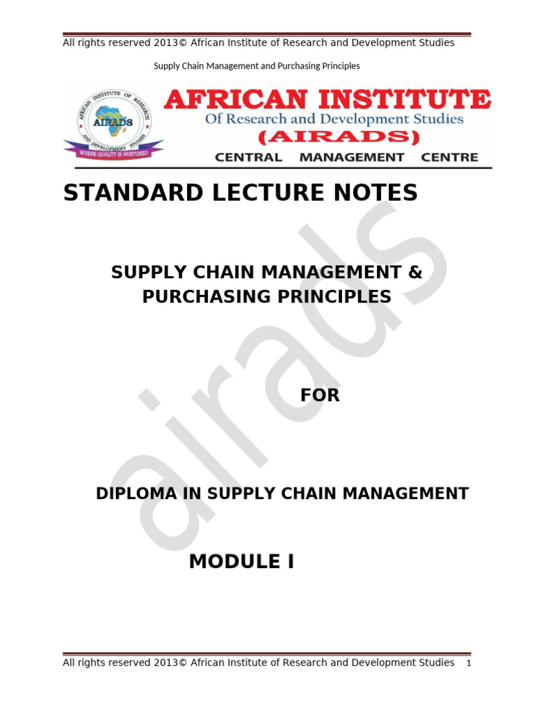 Supply Chain Management &purchasing Principles | PDF | Supply Chain Management | Supply Chain