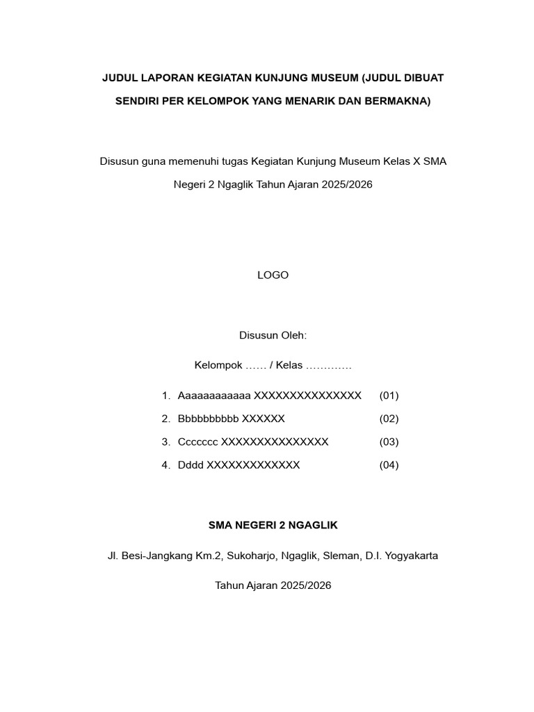 Contoh Template Laporan Kunjung Museum | PDF