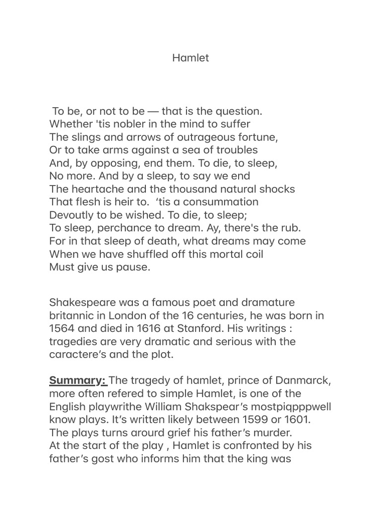 Hamlet: A Tragic Exploration of Death | PDF | Figures Of Speech ...