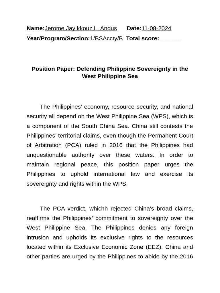 Defending Philippine Sovereignty WPS | PDF