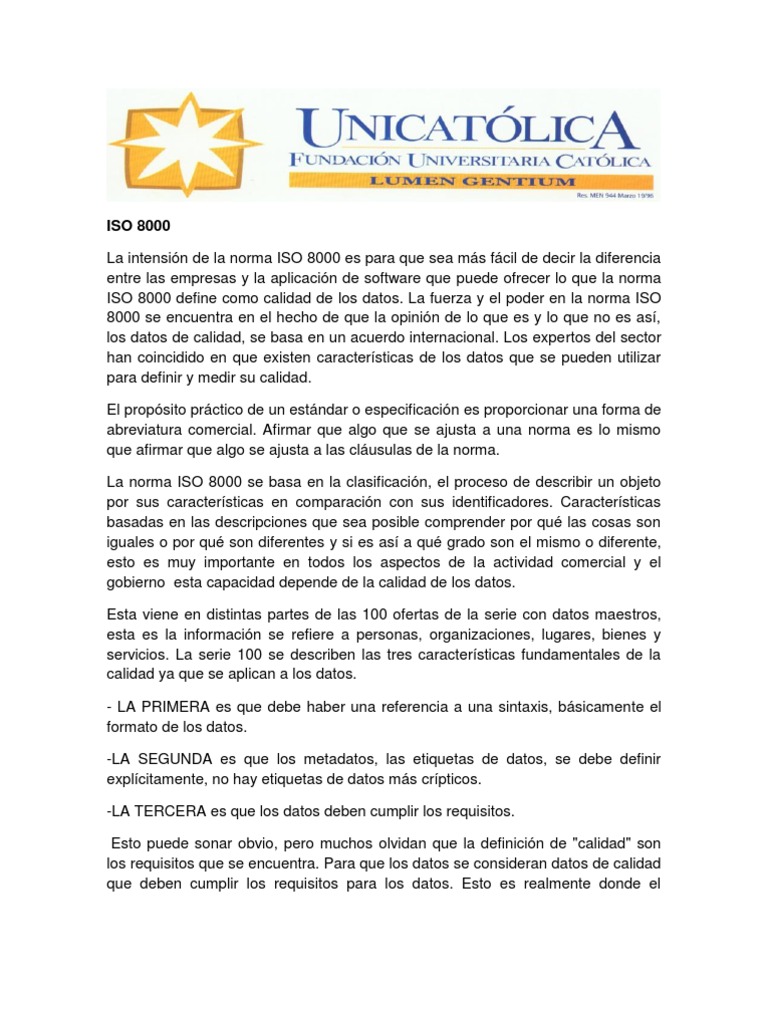 ISO 8000 Es de Los Estándares Internacionales de Calidad de Datos | PDF ...