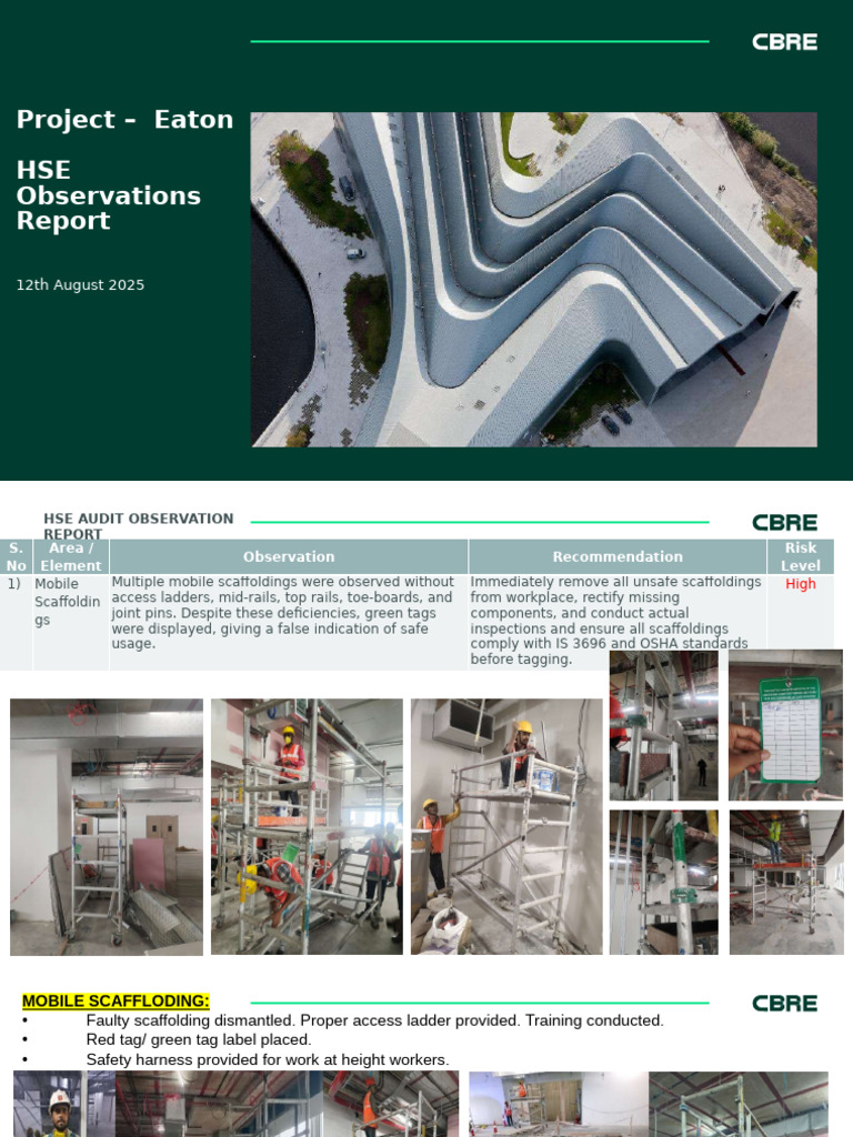 HSE Audit Closure Report: Eaton Project | PDF | Personal Protective ...