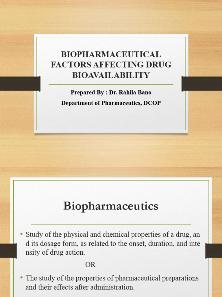 Factor Affecting Bioavailability | PDF | Tablet (Pharmacy ...